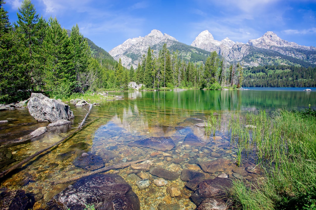 Taggart Lake Grand Teton National Park, Mountain Lake Reflection Photo ...