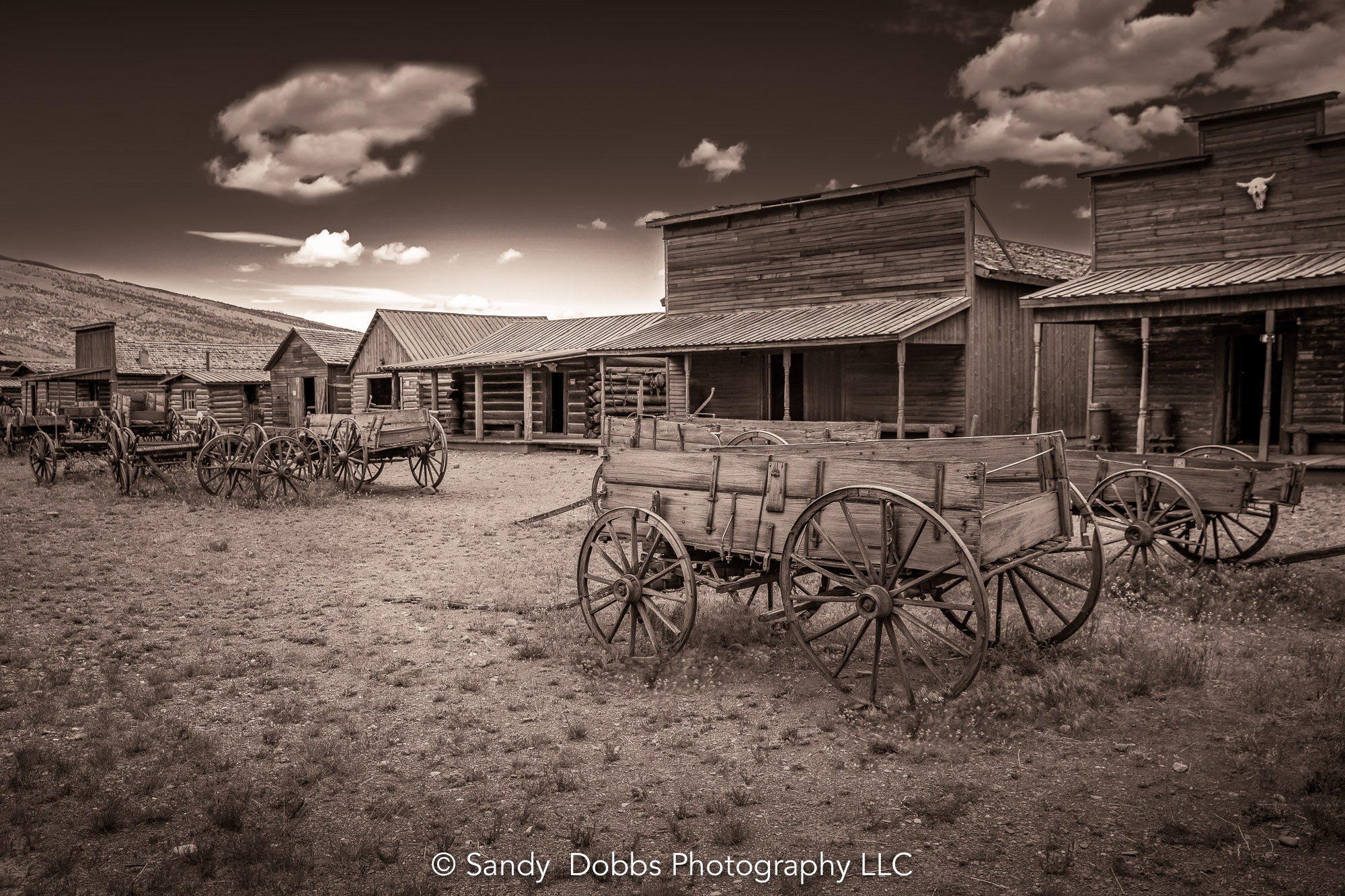 Old West Ghost Town Sepia Photography Decor, Old Wagons Wyoming Photo ...