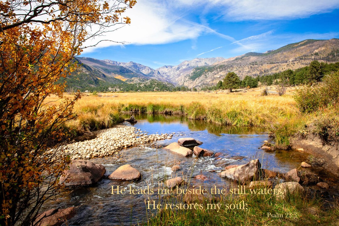 Psalm 23:3 Christian Inspirational Wall Art, He Restores My Soul, Rocky ...