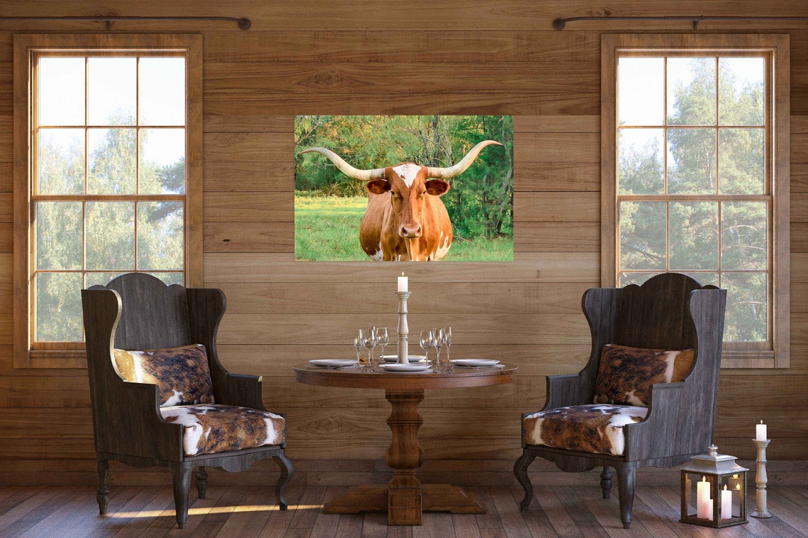 Texas Longhorn Print: Rustic Western Decor, Cow Wall Art - Etsy