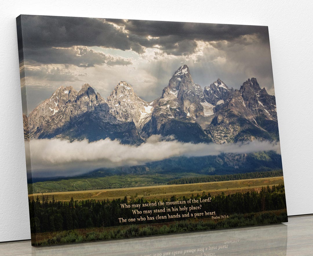 Psalm 24:3-4 Mountain Scripture Canvas Print, Christian Inspirational ...