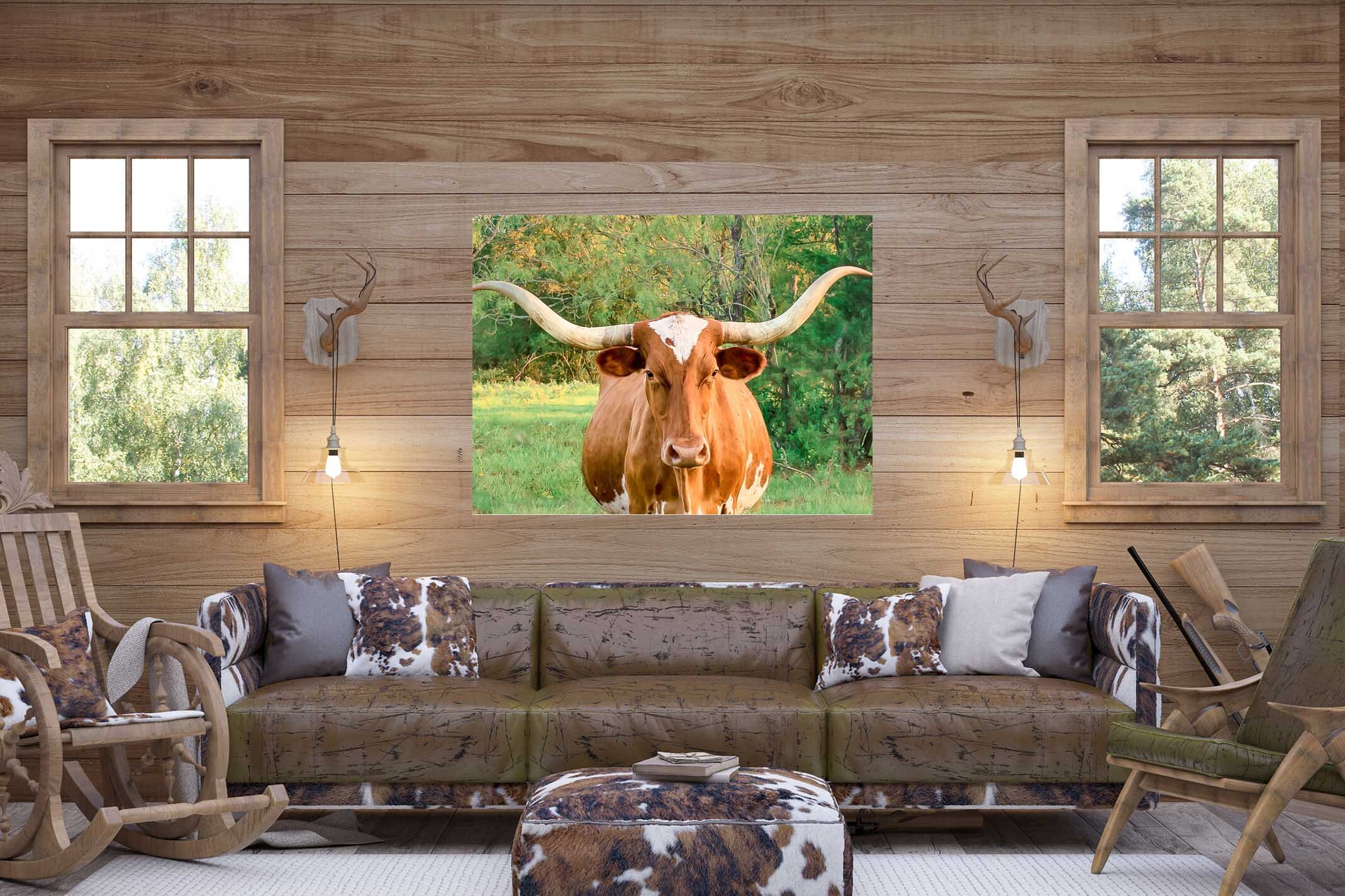 Texas Longhorn Print: Rustic Western Decor, Cow Wall Art - Etsy