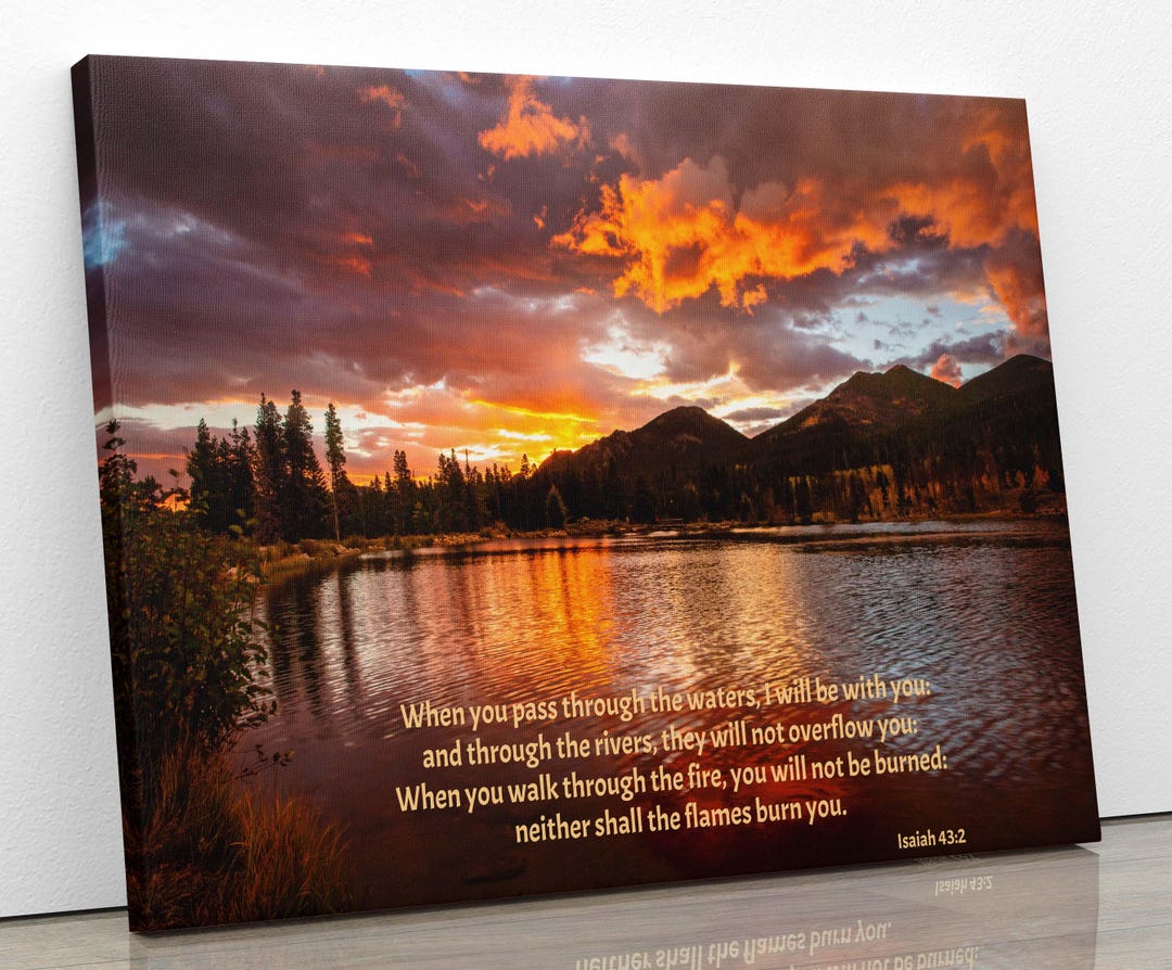 God is With You Bible Verse Photo Canvas, Isaiah 43-2 Christian ...