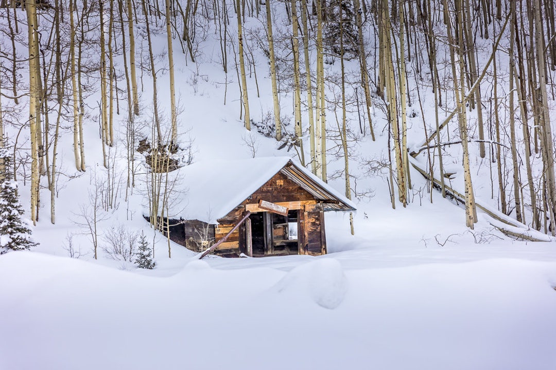 Rustic Cabin in Snowy Woods, Winter Landscape Photo, Aspen Winter ...