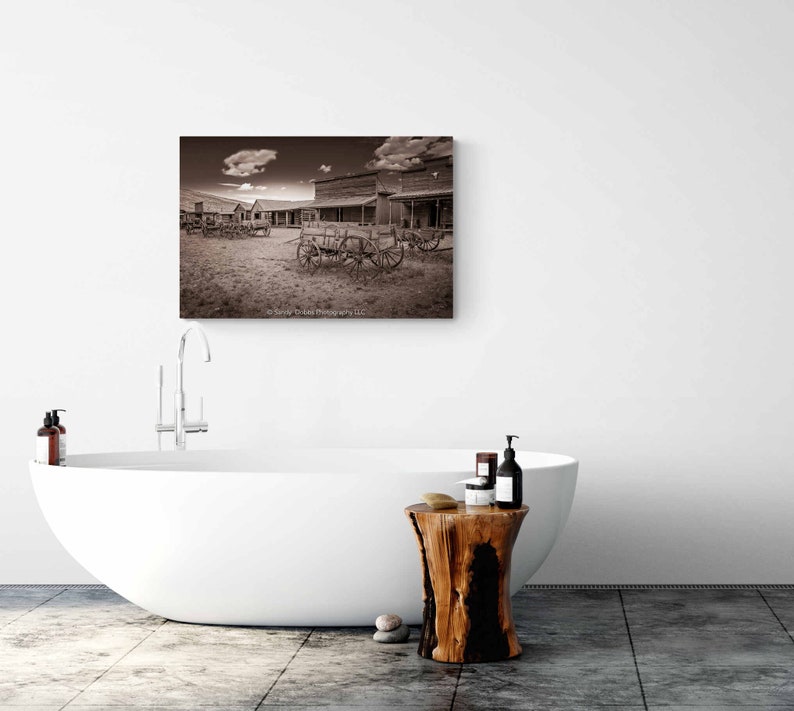 Old West Ghost Town Sepia Photography Decor, Old Wagons Wyoming Photo ...