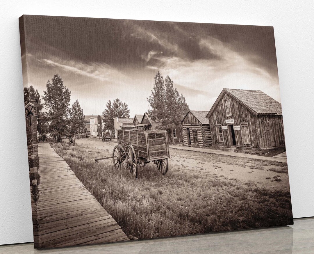 Sepia Ghost Town Wall Art: Vintage Colorado Western Scene - Canvas ...