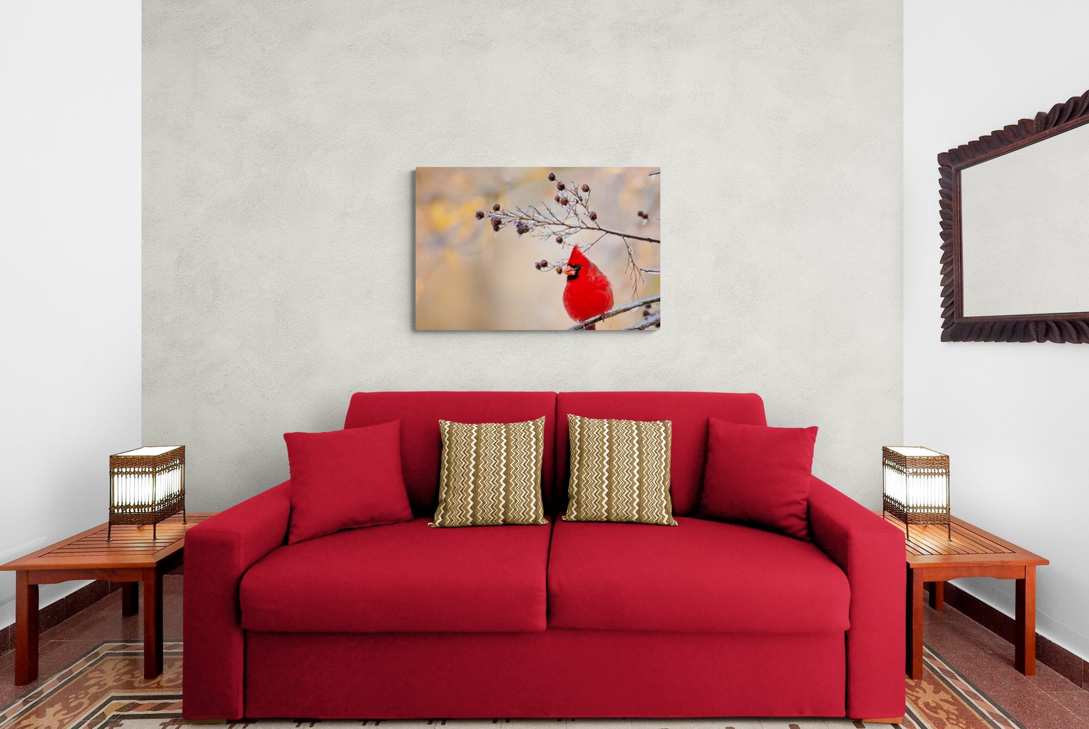 Red Cardinal Canvas Wall Art Prints Texas Birds Redbird | Etsy