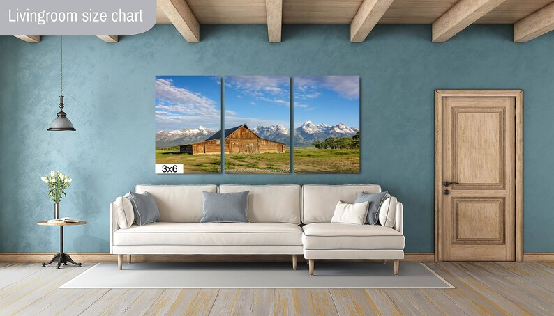 Mormon Row Barn Print, Grand Teton Mountain Landscape Canvas Wall Art ...
