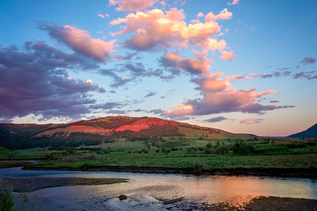 Lamar Valley Sunset Photo: Yellowstone National Park Landscape Canvas ...