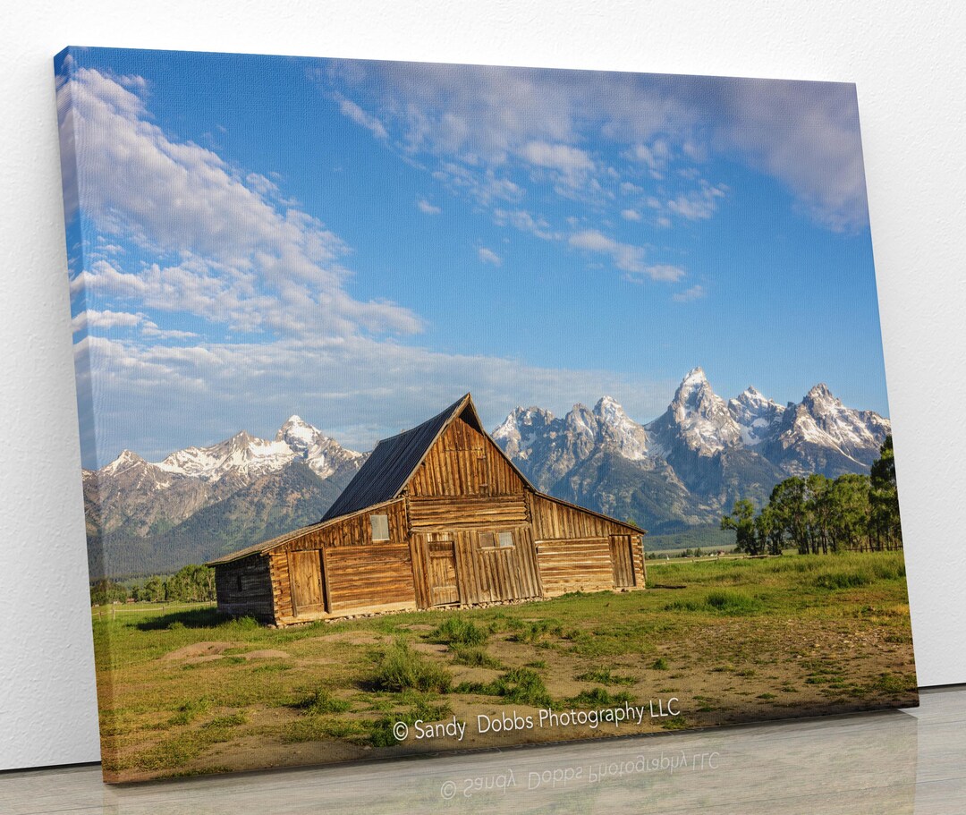 Mormon Row Barn Print, Grand Teton Mountain Landscape Canvas Wall Art ...
