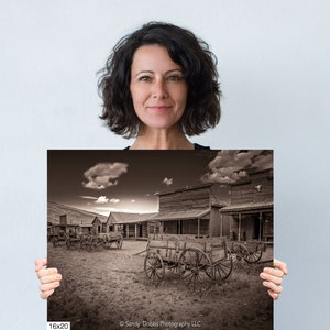 Old West Ghost Town Sepia Photography Decor, Old Wagons Wyoming Photo ...