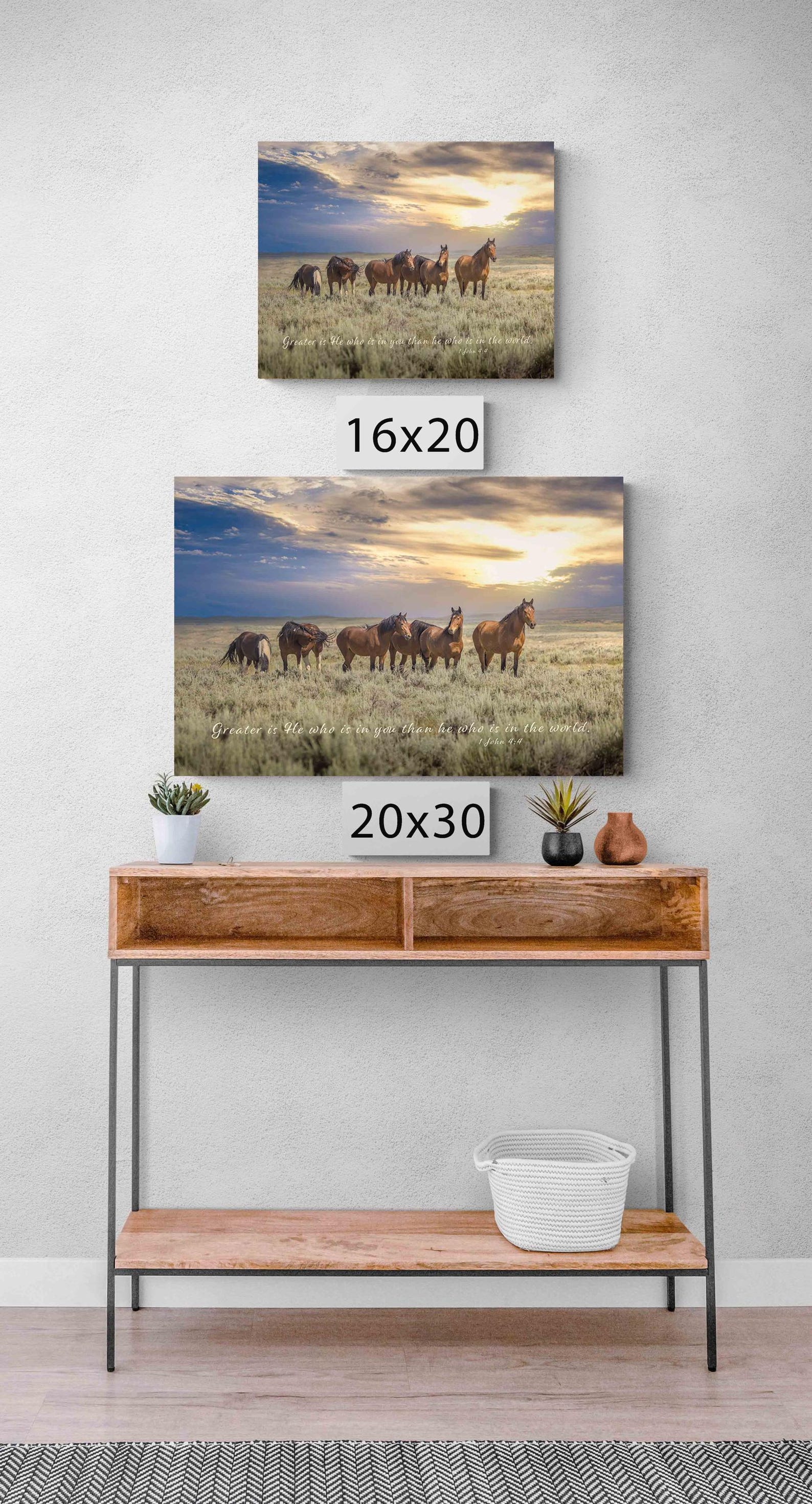 1 John 4:4 Wild Horses Bible Verse, Wild Mustang Scripture Canvas ...