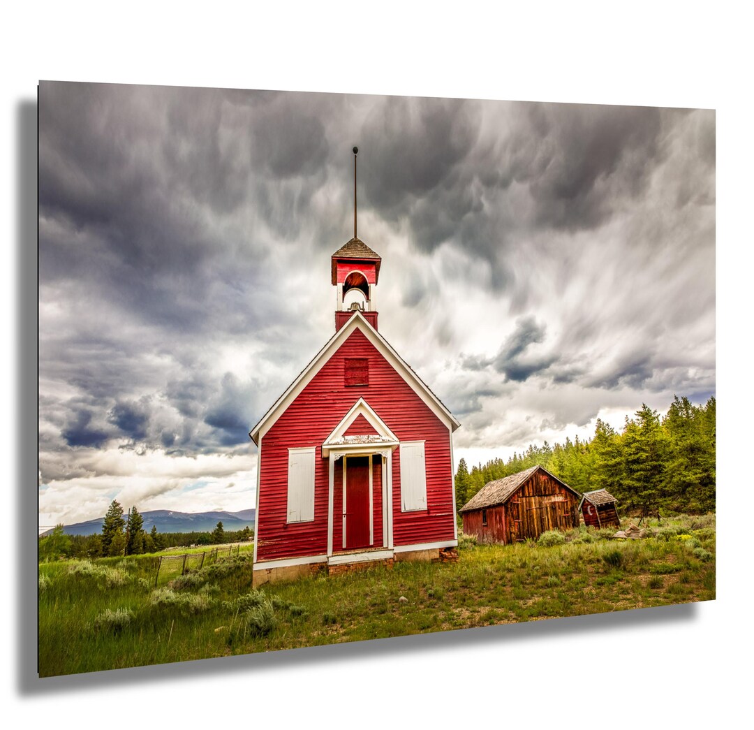 Red Schoolhouse Metal or Acrylic Photo Print: Rustic Colorado Decor ...