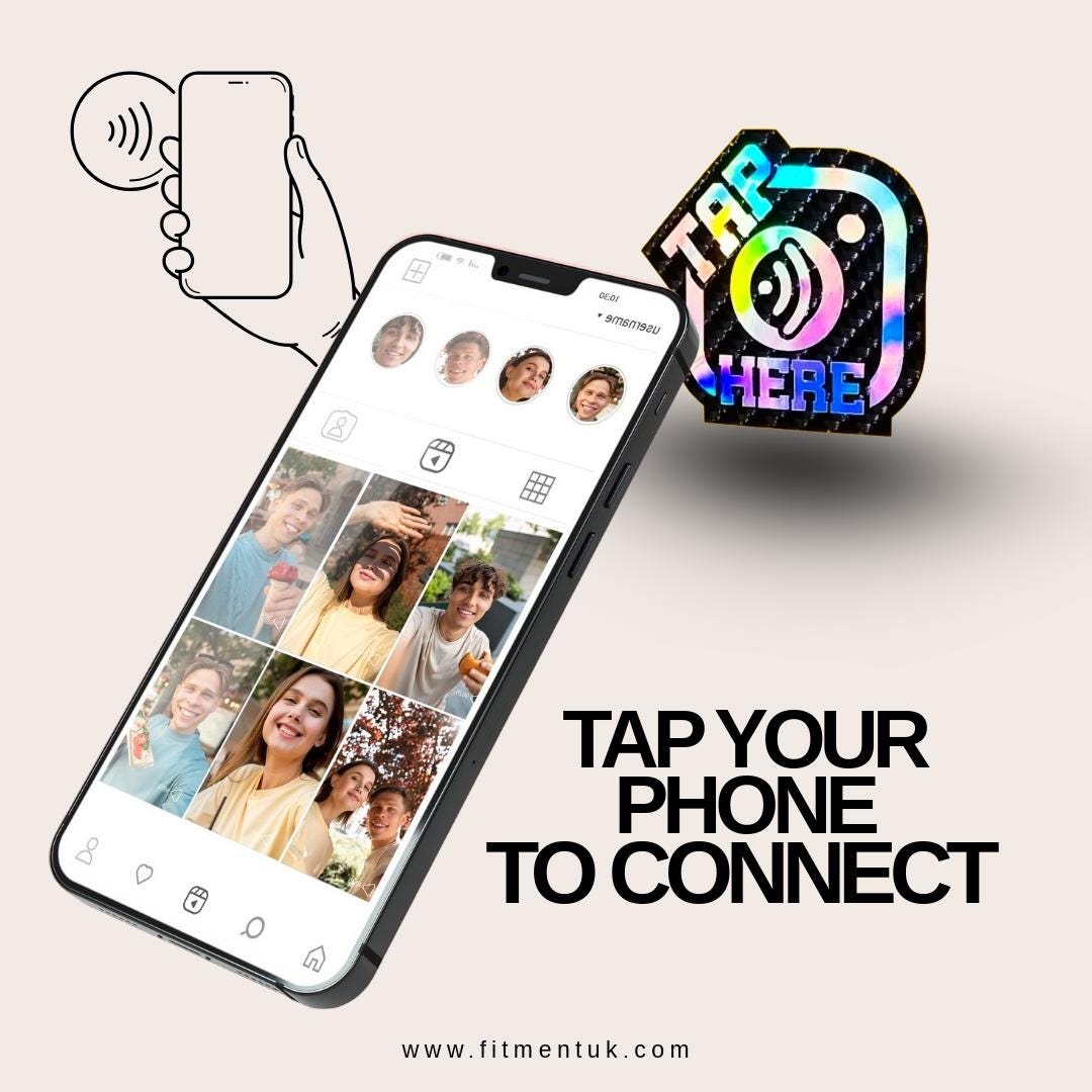 NFC Instagram Stickers for Car/shop Windows Etc. (x2 Sticker) Social ...