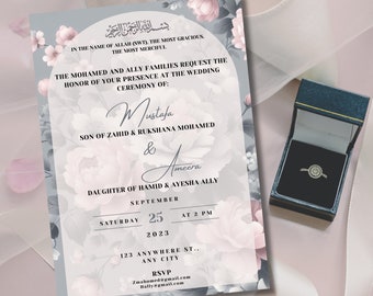 Editable Nikkah Invitation Template Digital Nikha Invitation Card Peach ...