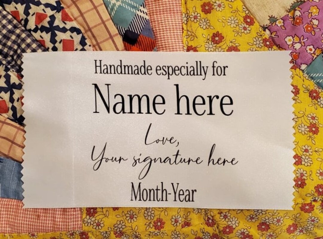 Quilt Label , Personalized Blanket Label, Sew on Quilt Tag Ribbon - Etsy
