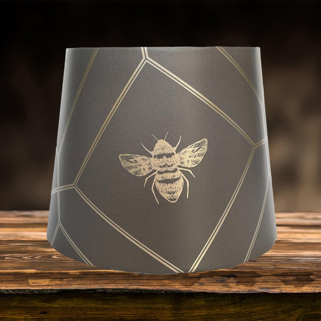 Geometric Bumble Bee Lampshade Ceiling Light Shade Modern Grey Gold ...