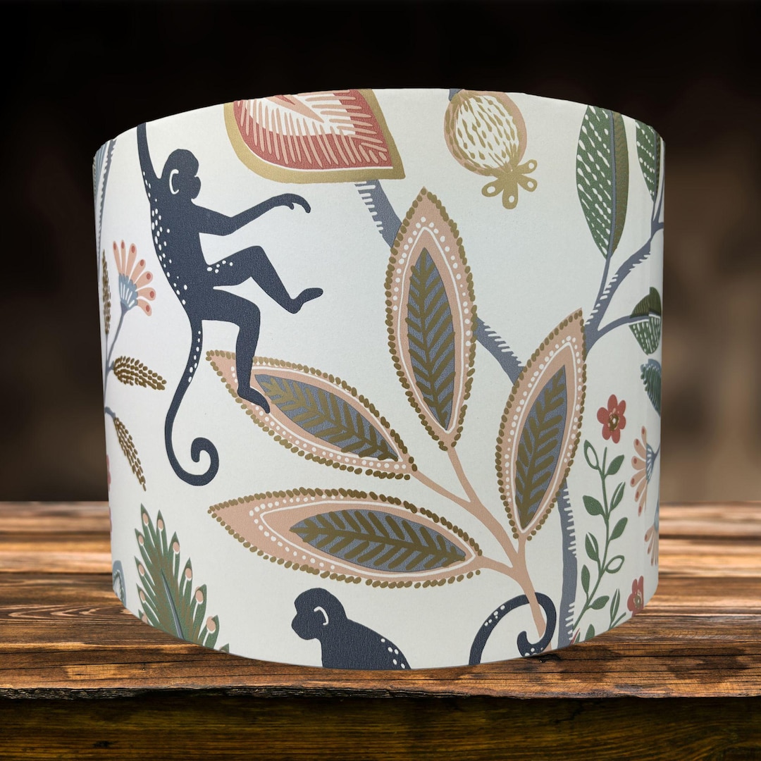 Monkey Jungle Lampshade – Blue Monkeys and Tropical Floral Design for ...