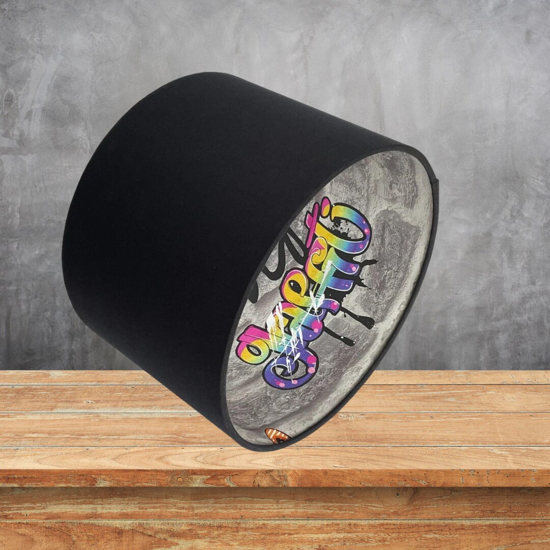 Graffiti Lampshade Ceiling Light Shade Black Grey Blue Green Fabric ...