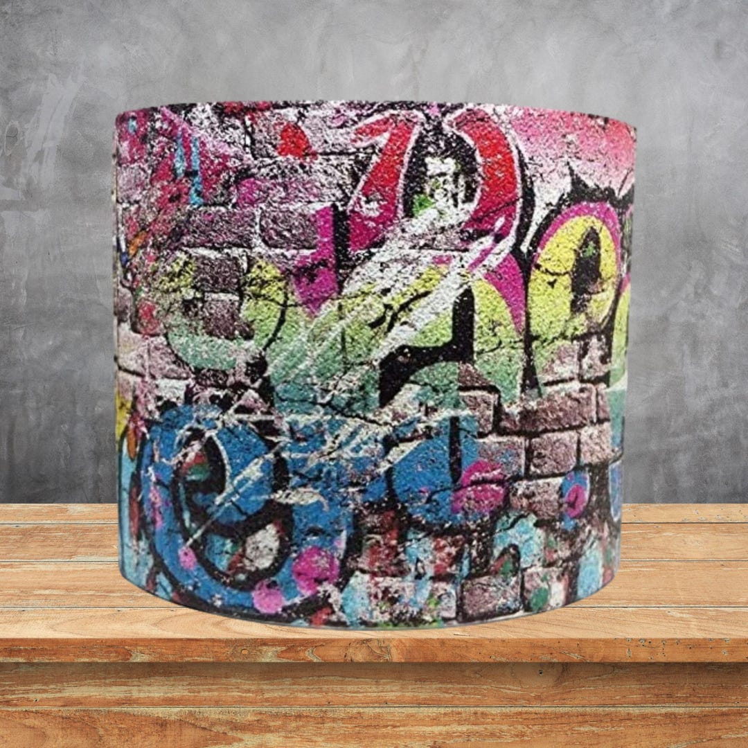 Graffiti Lampshade Ceiling Light Shade Brick Wall Print Drum Style ...