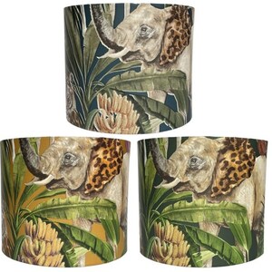 Jungle Safari Animals Lampshade Ceiling Light Shade Leaves Elephant ...