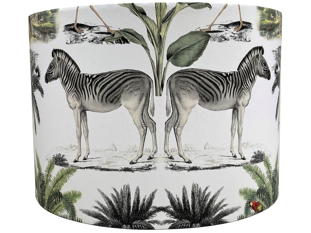 Safari Animal Lampshade Ceiling Light Shade Tropical Jungle Green Palm ...