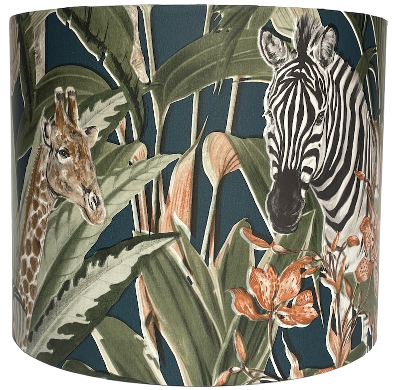 Jungle Safari Animals Lampshade Ceiling Light Shade Leaves Elephant ...