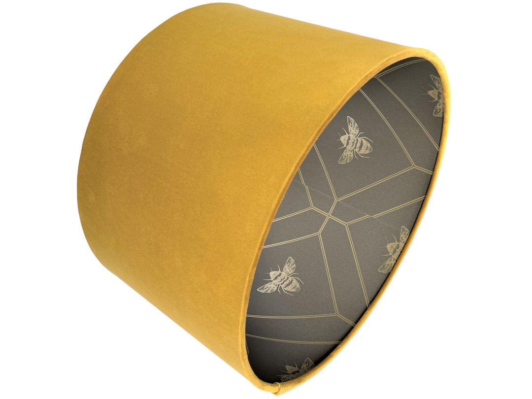 Yellow Velvet Geometric Bumble Bee Lampshade Ceiling Light Shade Grey ...