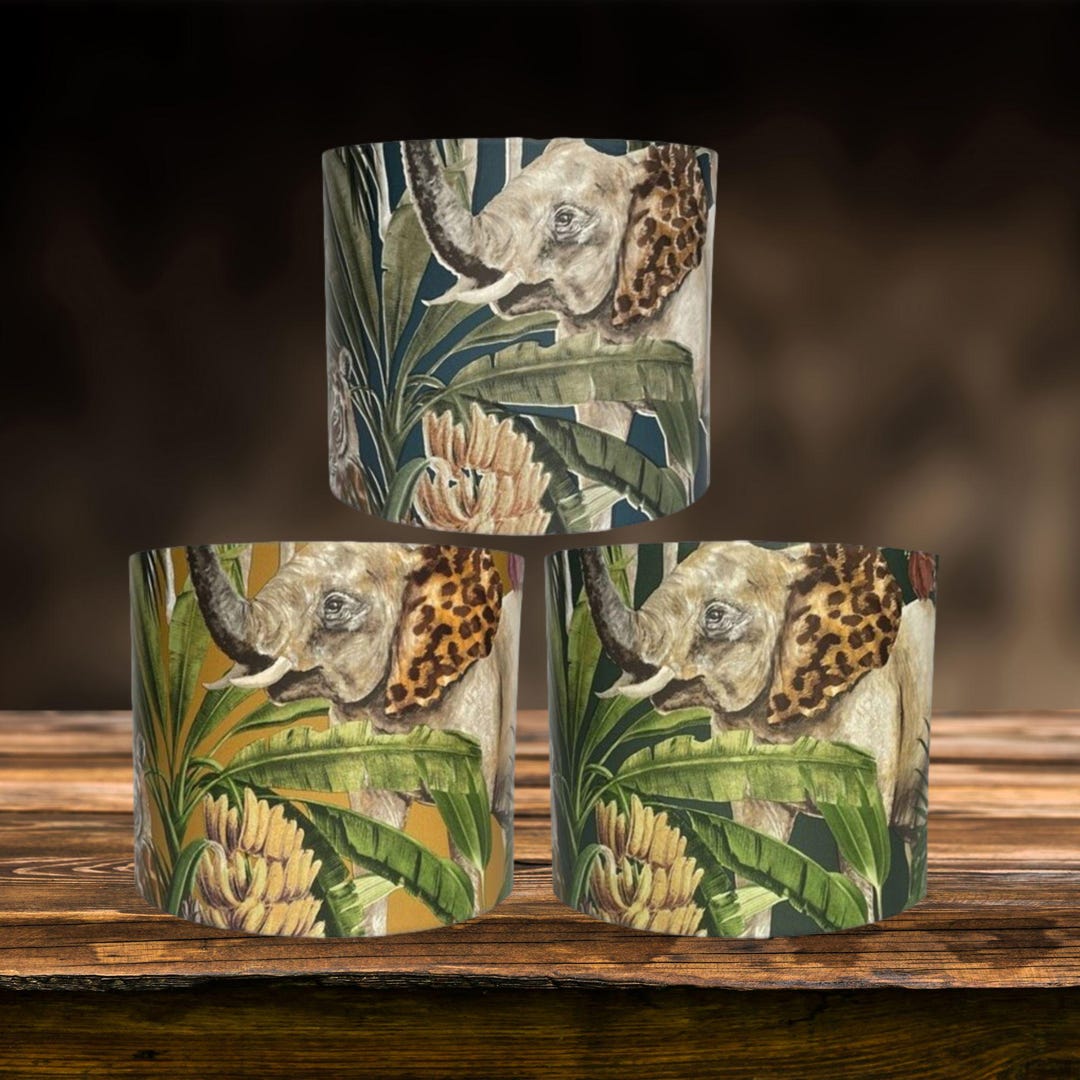 Jungle Safari Animals Lampshade Ceiling Light Shade Leaves Elephant ...