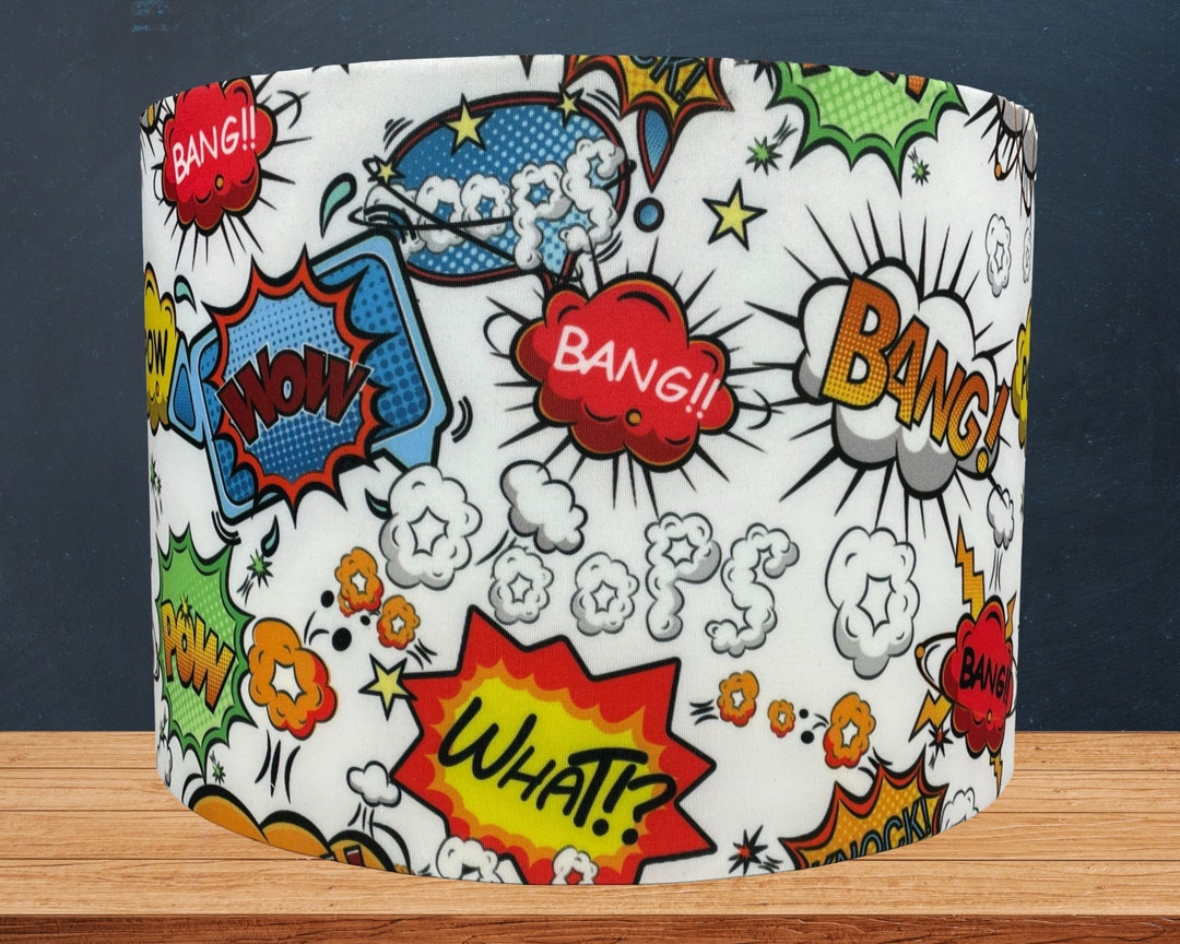 Comic Action Lampshade - Bang & Pow Cartoon Style Light Shade for Boys ...