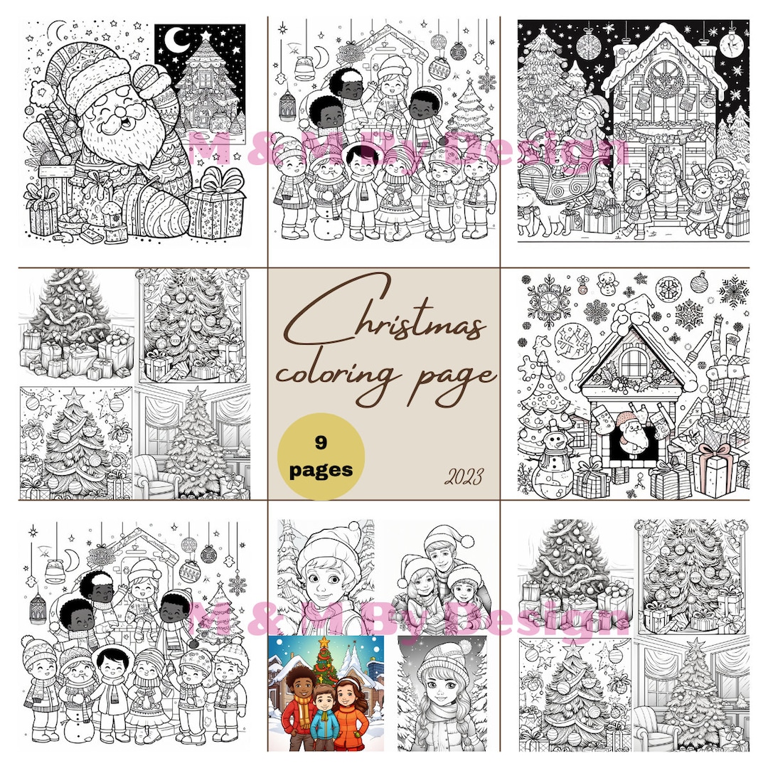 Christmas Coloring Page Set Instant Download Christmas Day - Etsy