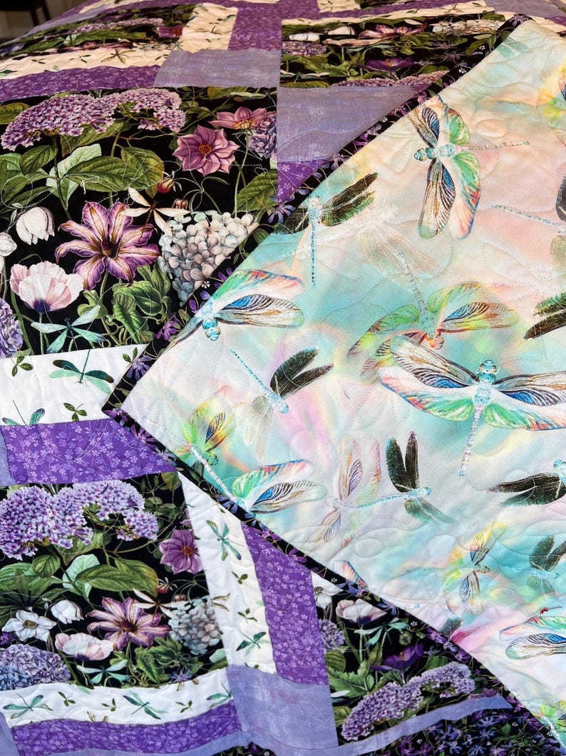 Purple Dragonfly Quilt - Etsy