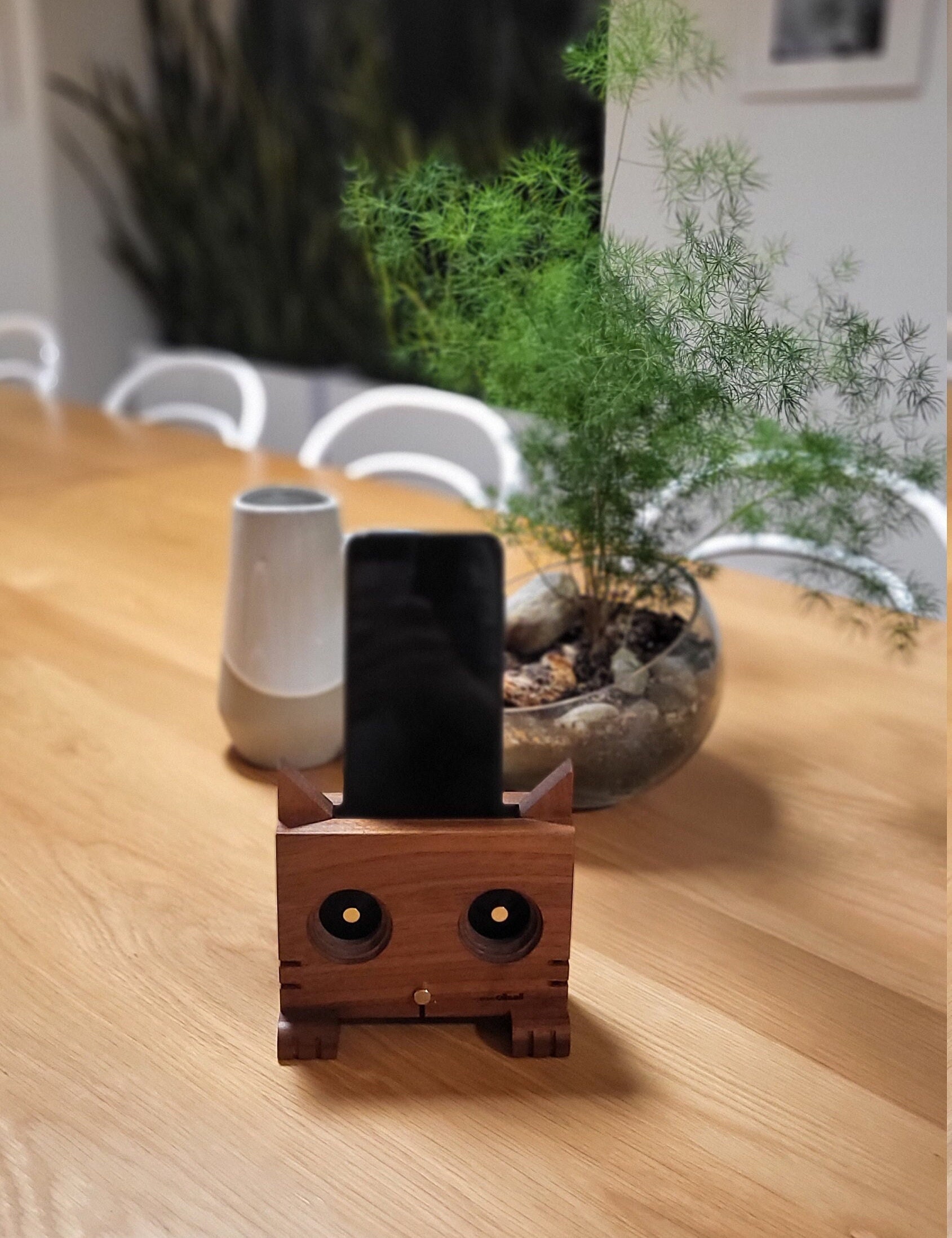 Cat Shaped Acoustic Speaker, Wooden Phone Docking Station, Passive ...