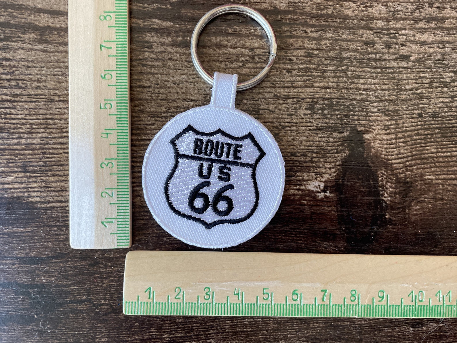 Vintage Keychain Route 66 Get Your Kicks AMERICAN Key Fob Metal Fabric ...