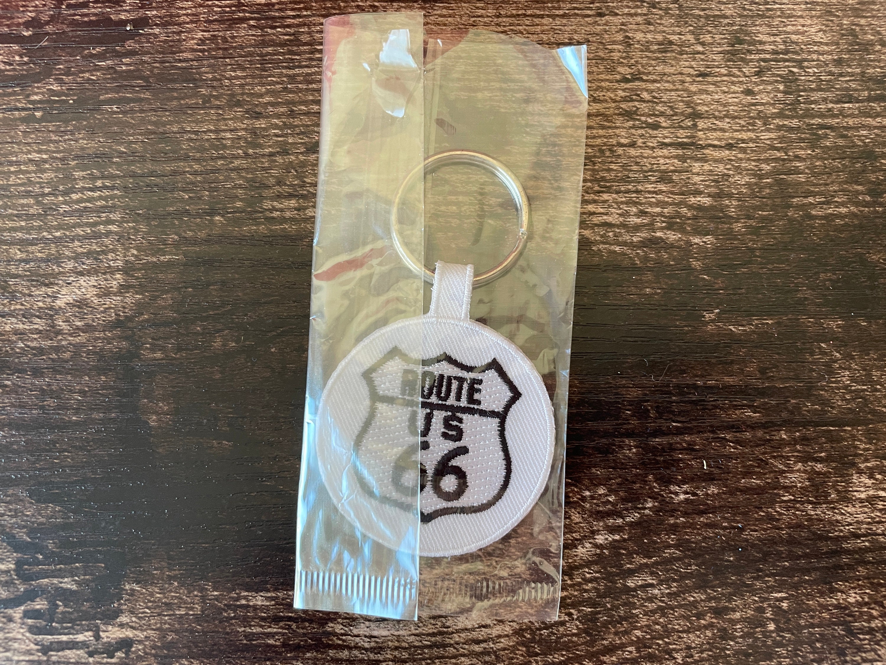 Vintage Keychain Route 66 Get Your Kicks AMERICAN Key Fob Metal Fabric ...