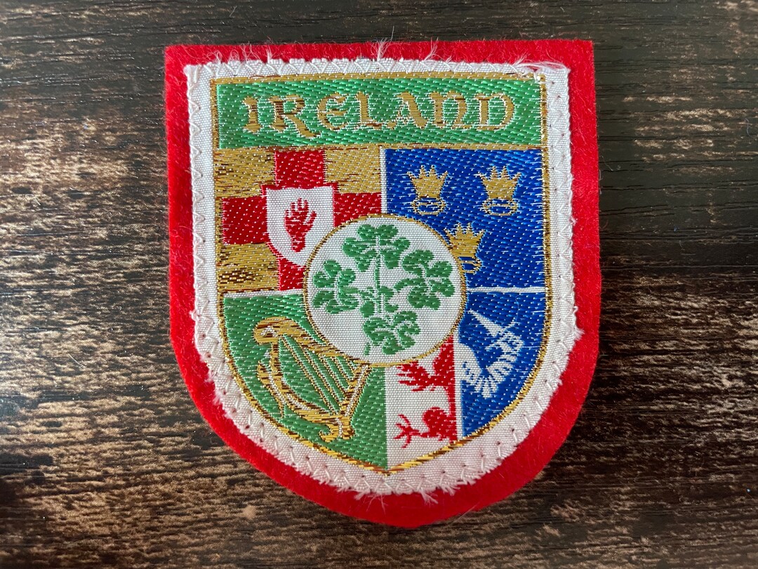Vintage Patch Shamrock IRELAND Irish Shamrock Harp Cross Crown Sew on ...
