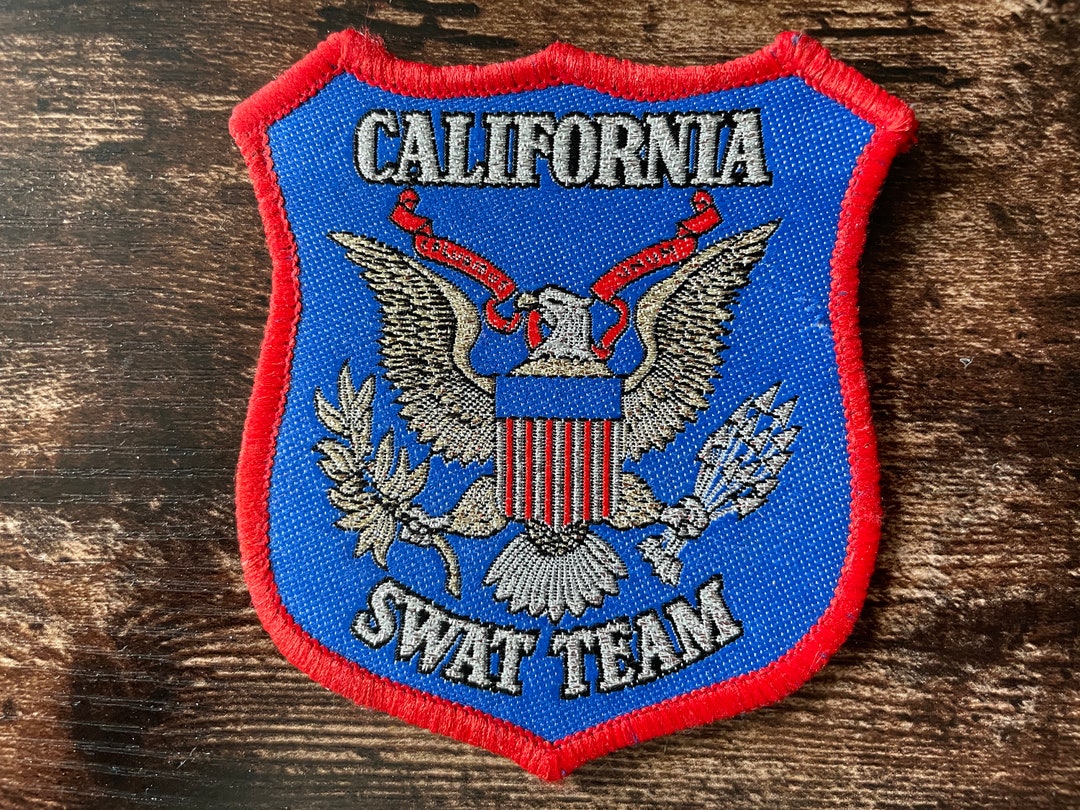 Vintage Patch California Swat Team Large Gold Thread Silver Bald Eagle ...