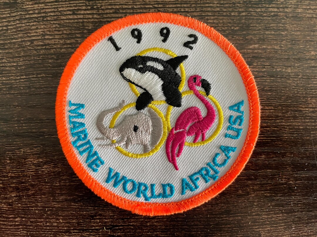 Vintage Marine World Patch: 1990s Embroidered Travel Souvenir With ...