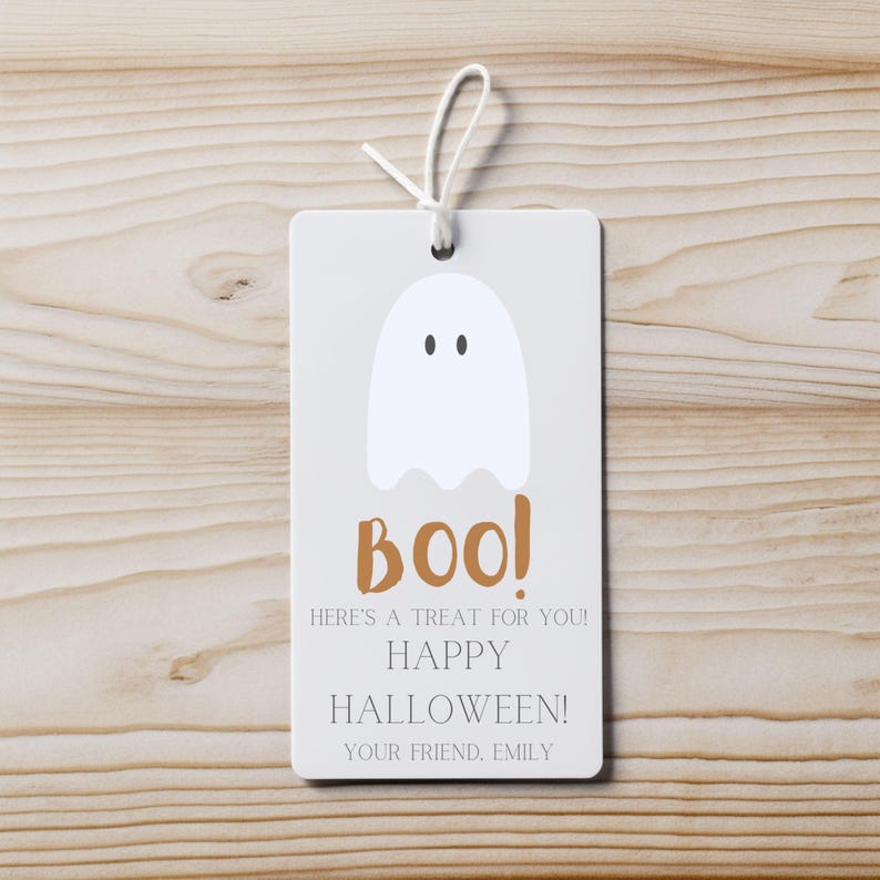 Spooky Ghost Halloween Gift Tag Template (canva Editable) - Etsy