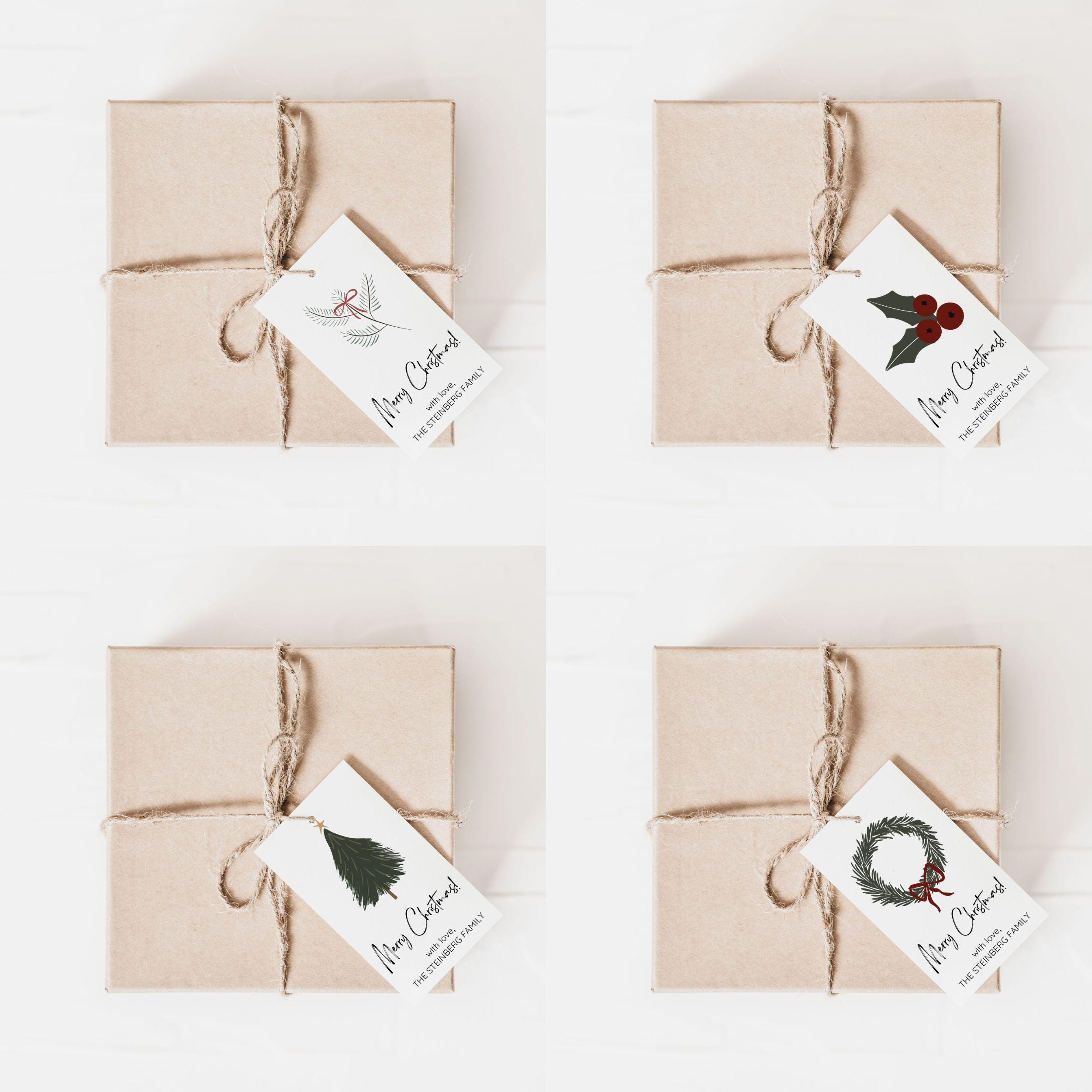 Editable Christmas Gift Tag Bundle | Printable Greenery Design (canva ...