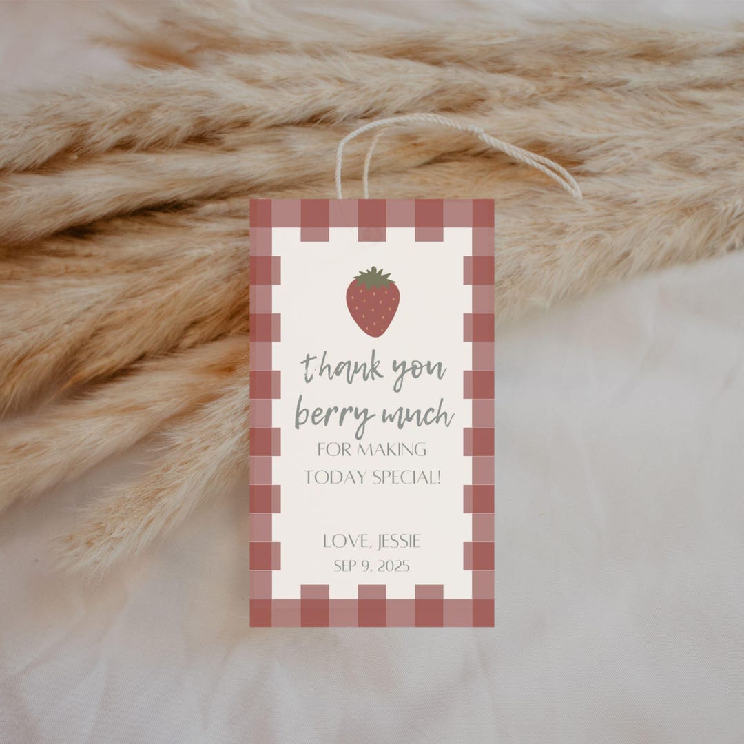 Thank You Berry Much Gift Tag Printable Tag Party Favor Tag Birthday ...