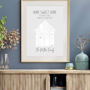 Personalized Home Map | HOME SWEET HOME | Housewarming Gift | Buyer ...