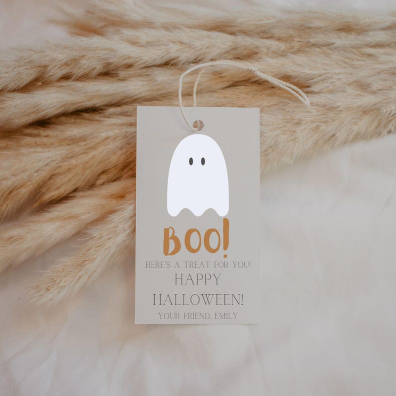 Spooky Ghost Halloween Gift Tag Template (canva Editable) - Etsy