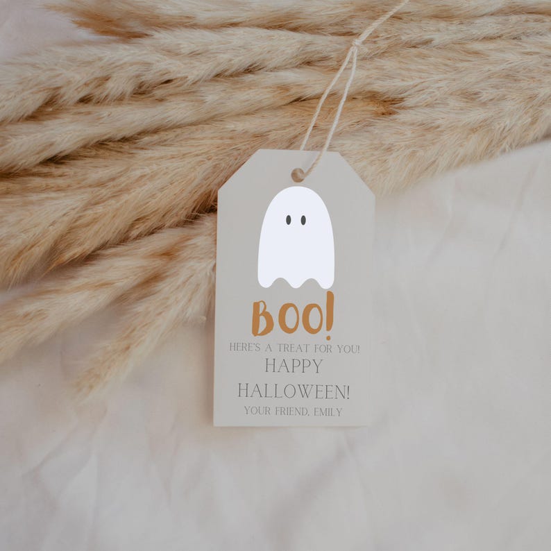 Spooky Ghost Halloween Gift Tag Template (canva Editable) - Etsy