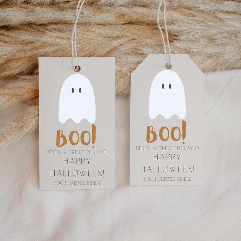 Spooky Ghost Halloween Gift Tag Template (canva Editable) - Etsy