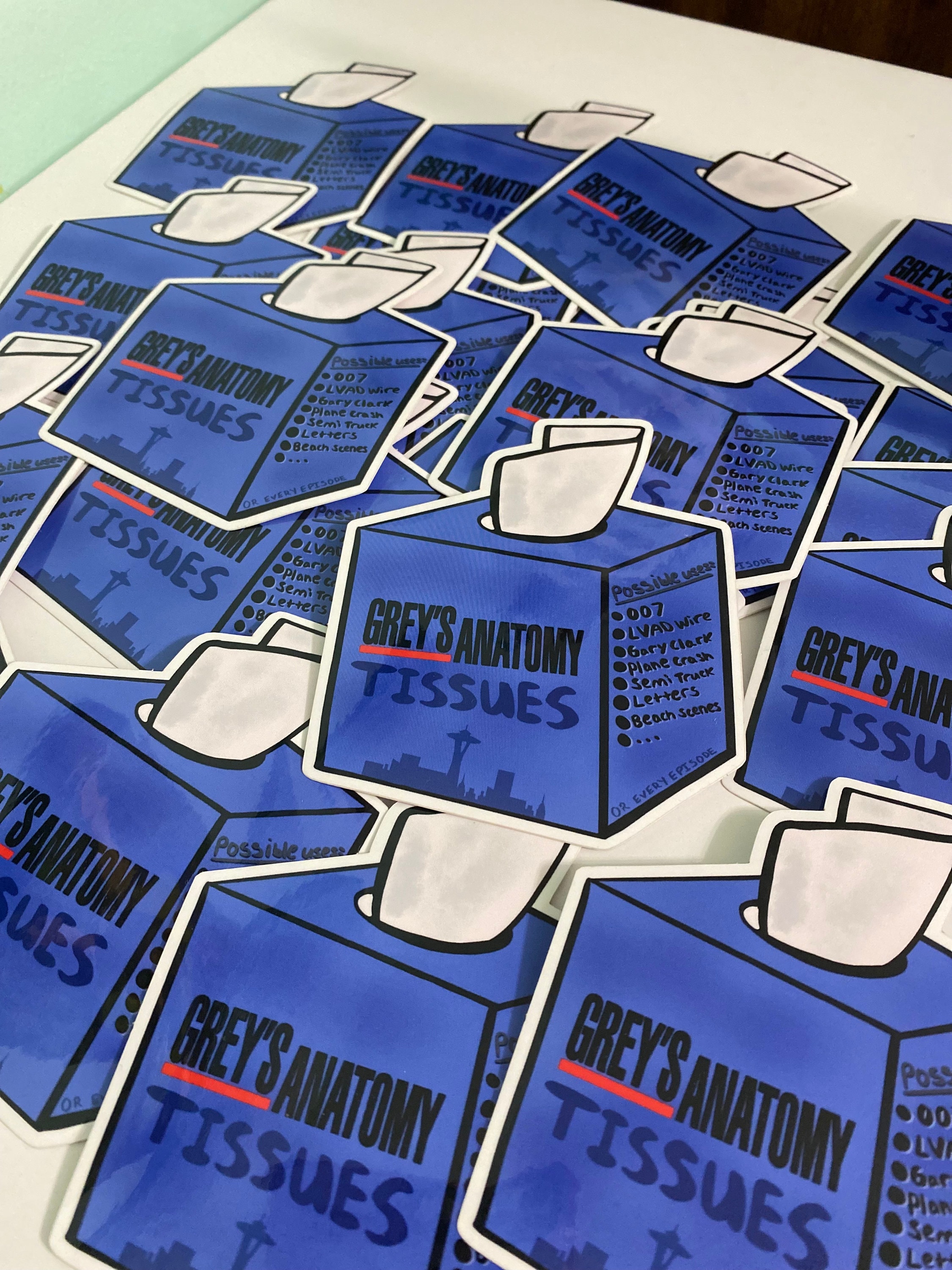 Grey's Anatomy Tissue Box Sticker Hand Drawn - Etsy