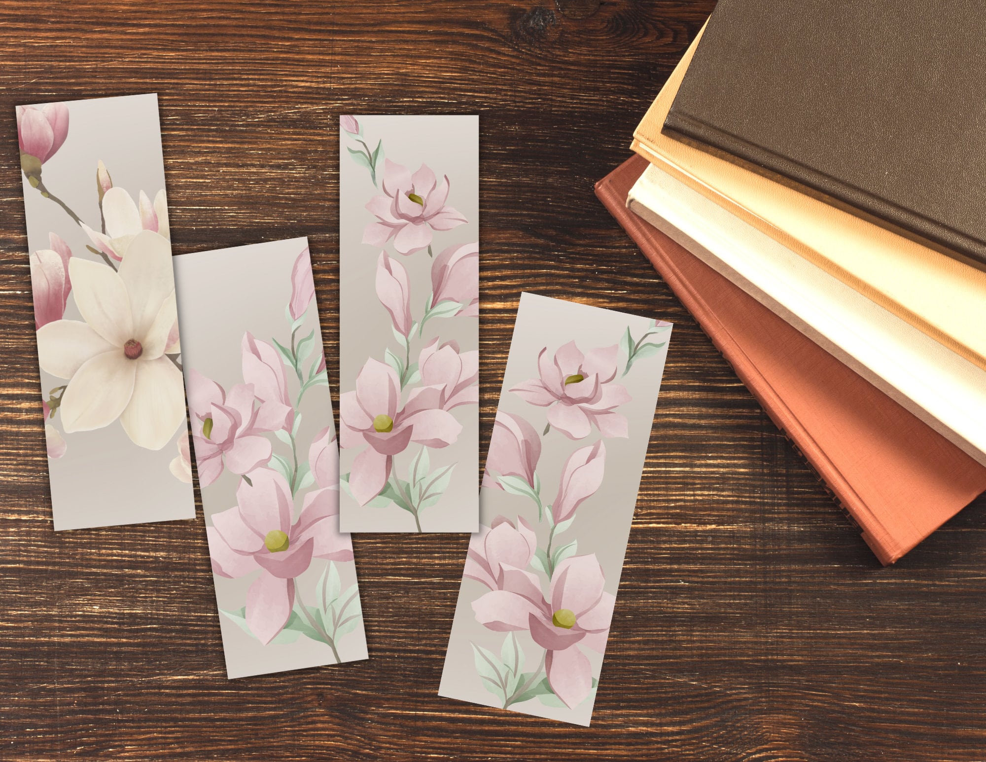 Printable Pink Magnolia Bookmarks Set of Four Bookmarks - Etsy