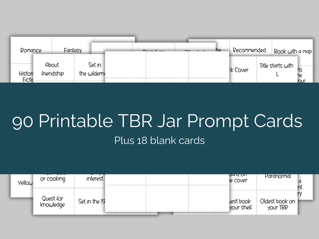 90 TBR Jar Prompt Cards + 18 Blank | Instant Download Printable - Etsy