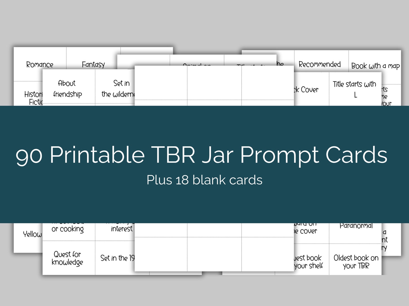 90 TBR Jar Prompt Cards + 18 Blank | Instant Download Printable - Etsy