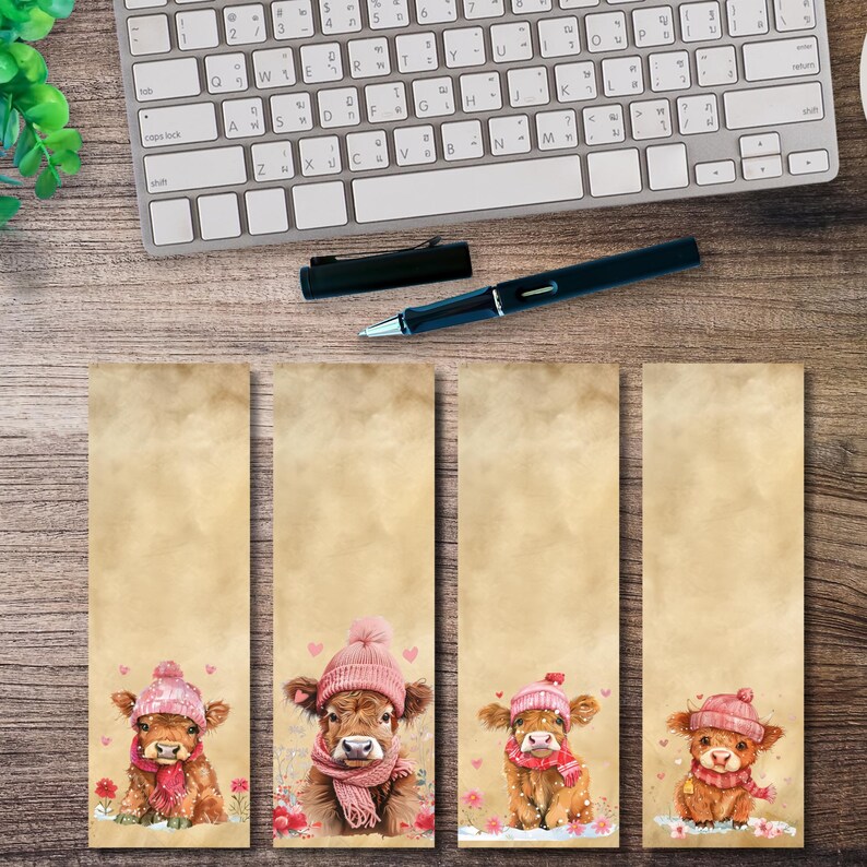 Valentine Highland Cow Printable Bookmarks | Digital Download | Cute ...